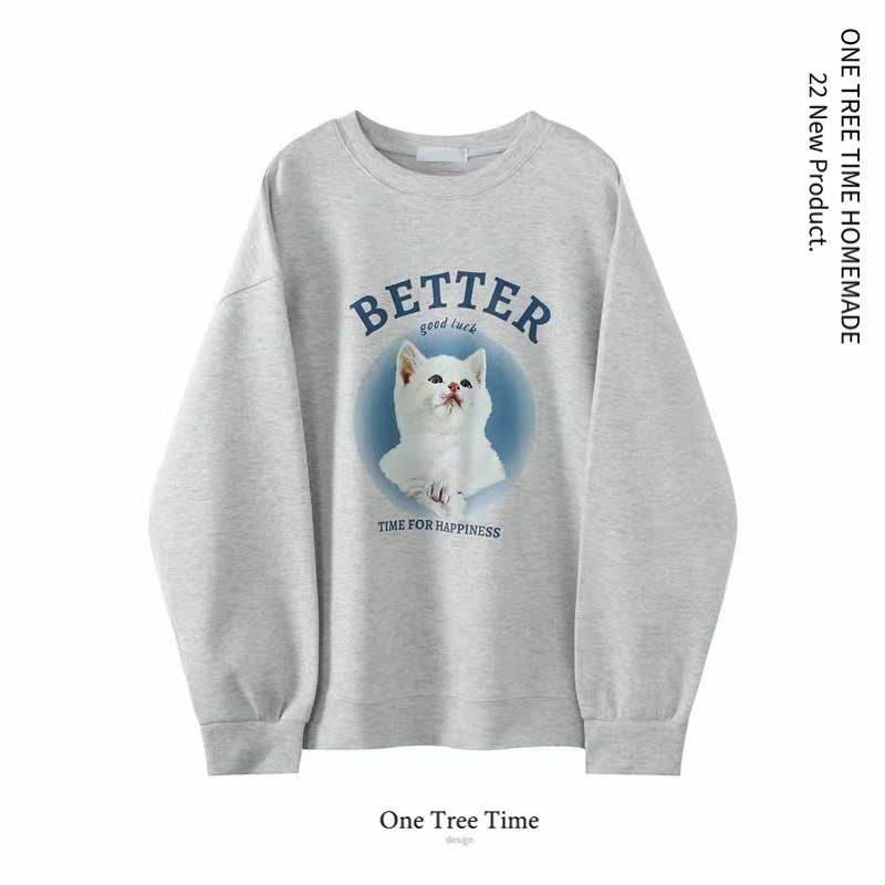 [Overdope Select]可愛貓咪動物大學踢 美式復古大學T 衛衣 | 蝦皮購物