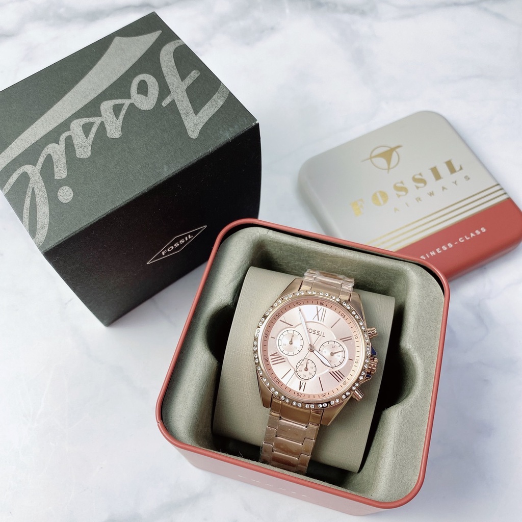 🇺🇸【現貨不用等！】Fossil Women's Watch 玫瑰金不鏽鋼 三眼錶 BQ3377 | 蝦皮購物
