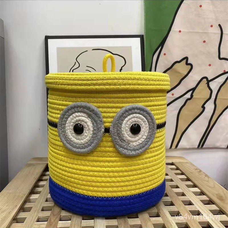 【優選好物】棉綫編織小黃人帶蓋收納籃衛生間衣服玩具零食編織可愛小紅書抖音jioyh 7HP5 | 蝦皮購物