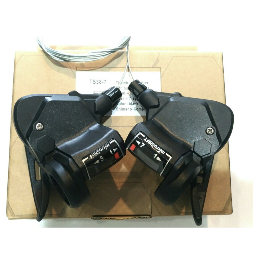 -樂雅工坊-microSHIFT TS38-7 3*7速前變速撥把(黑色) | 蝦皮購物