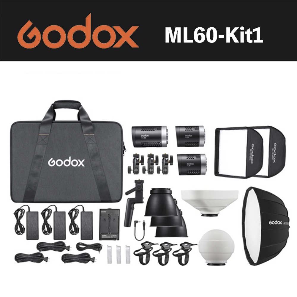 【攝界】公司貨 Godox 神牛 ML60-Kit1 LED 三燈組 白燈系列 套組 神牛卡口 ML30 ML60 | 蝦皮購物