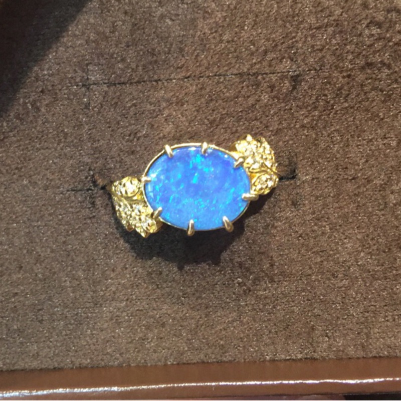 (已售出，專屬v******0賣場)稀有 限量 美品 全新 Agete 18K 葡萄葉 藍蛋白石 戒指 13號 | 蝦皮購物