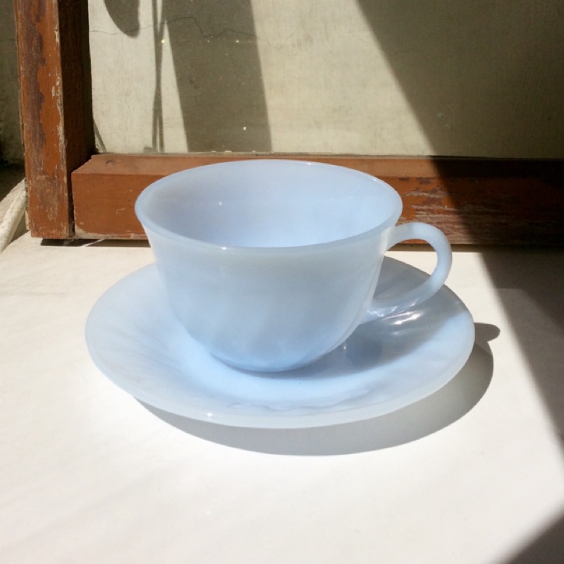 Fire King Azurite Swirl 水藍色璇紋咖啡杯盤組 | 蝦皮購物