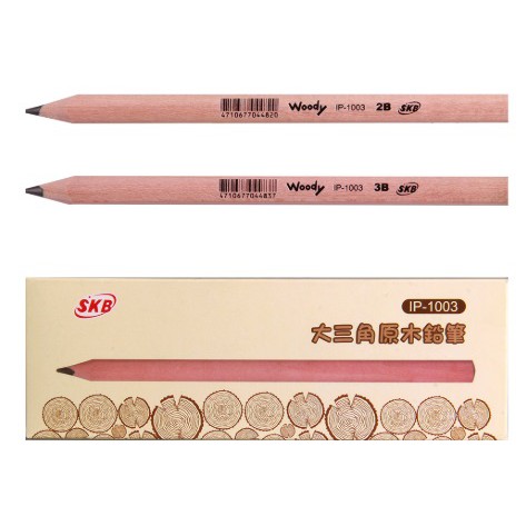 SKB IP-1003 2B 大三角原木鉛筆 / 3B 大三角原木鉛筆 24入裝 [學齡前鉛筆] [粗三角兒童鉛筆] | 蝦皮購物