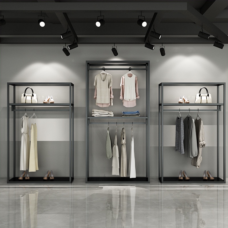 全新【服裝展示架 掛衣桿架子】服裝店展示架雙層西裝展示櫃夏裝衣服架男裝掛衣架落地式高檔貨架 YCEA | 蝦皮購物