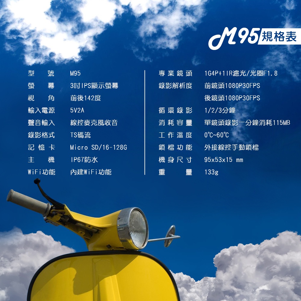 【Philo飛樂】海神M95 全防水 前後雙鏡頭機車行車紀錄器 官方原廠直送〔送64G記憶卡〕 | 蝦皮購物