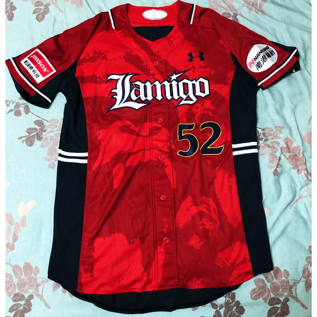 [分享]中華職棒CPBL Lamigo桃猿隊 台灣巨砲 陳金鋒 #52 引退賽/退休球衣 實戰球衣 假日紅款式 | 蝦皮購物