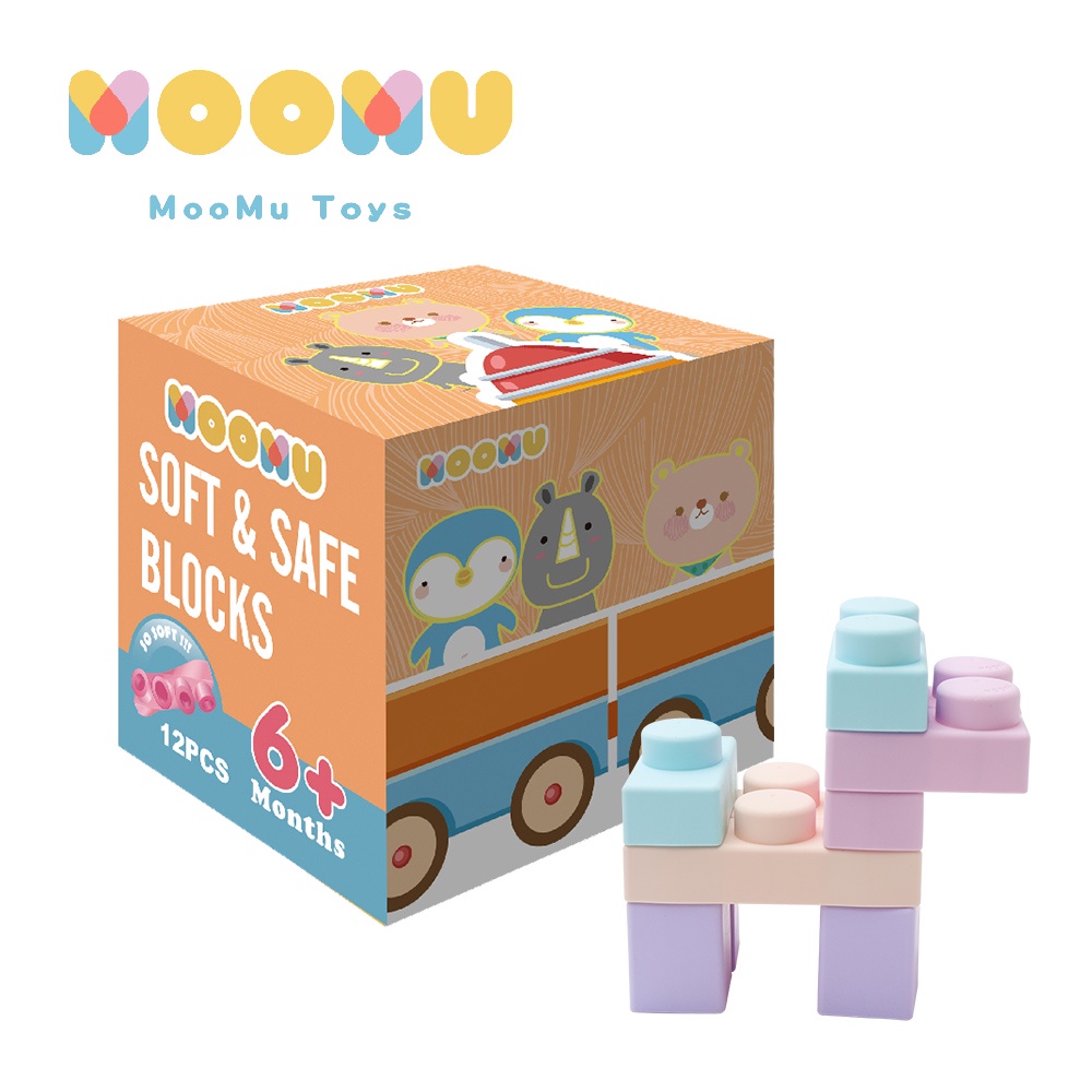 【MOOMU】馬卡龍香草軟積木 12pcs 盒裝組 | 蝦皮購物