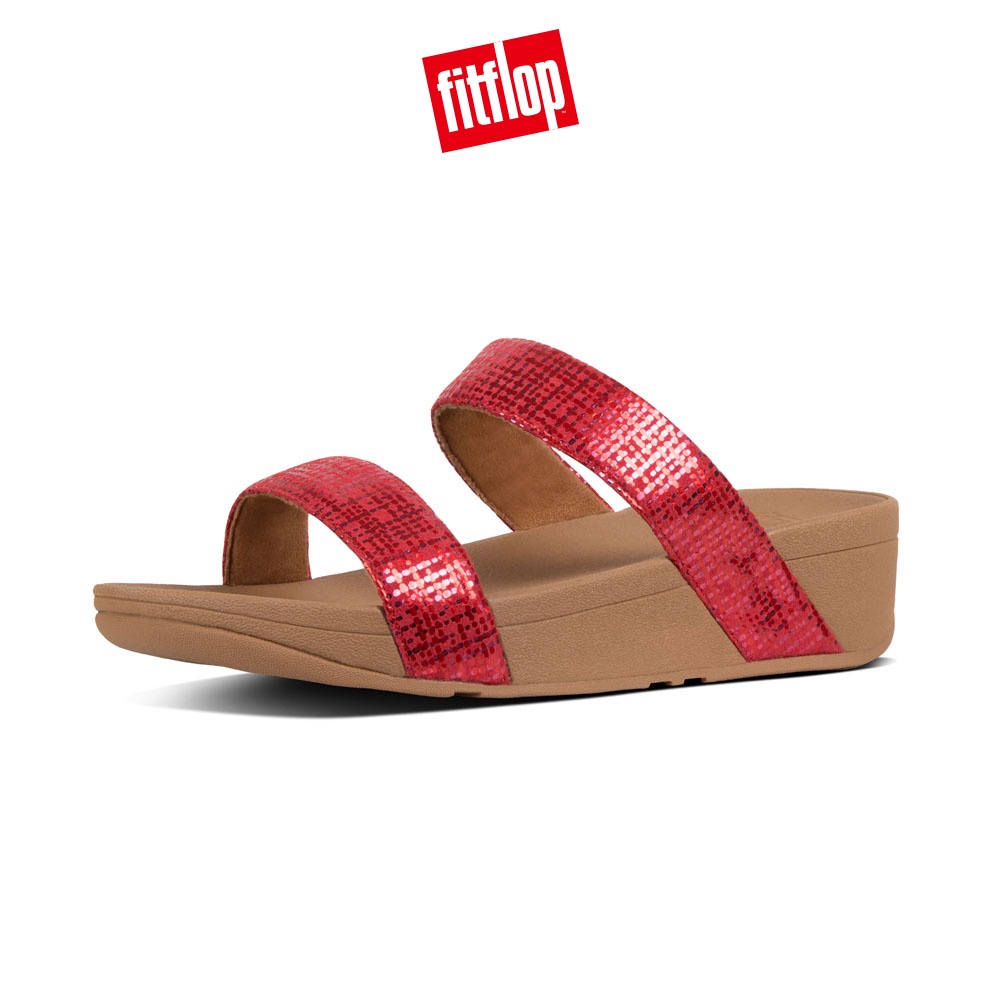 【FitFlop】LOTTIE CHAIN PRINT SLIDES經典鞋型涼鞋-女 (激情紅) | 蝦皮購物