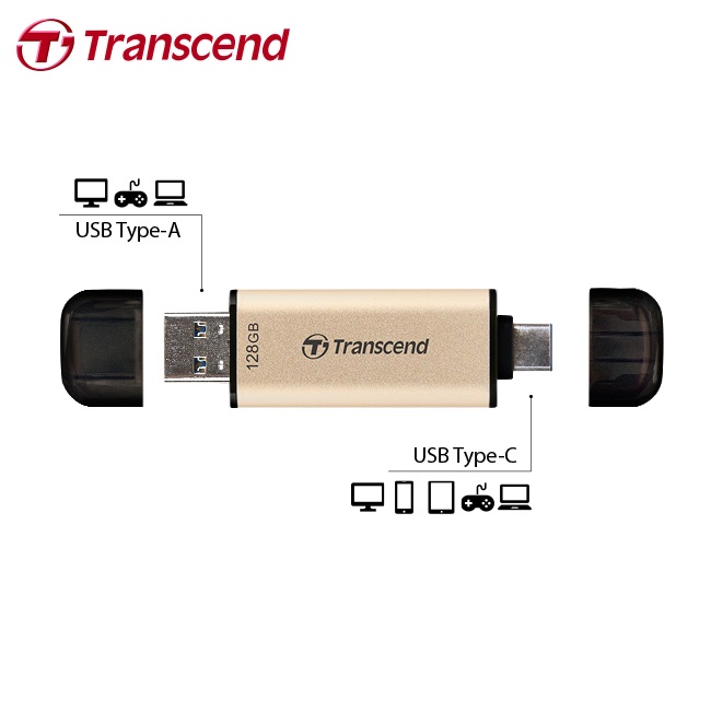 【台灣保固】Transcend 創見 JetFlash 930C 128G Type-C 高速 雙接頭 隨身碟 OTG | 蝦皮購物