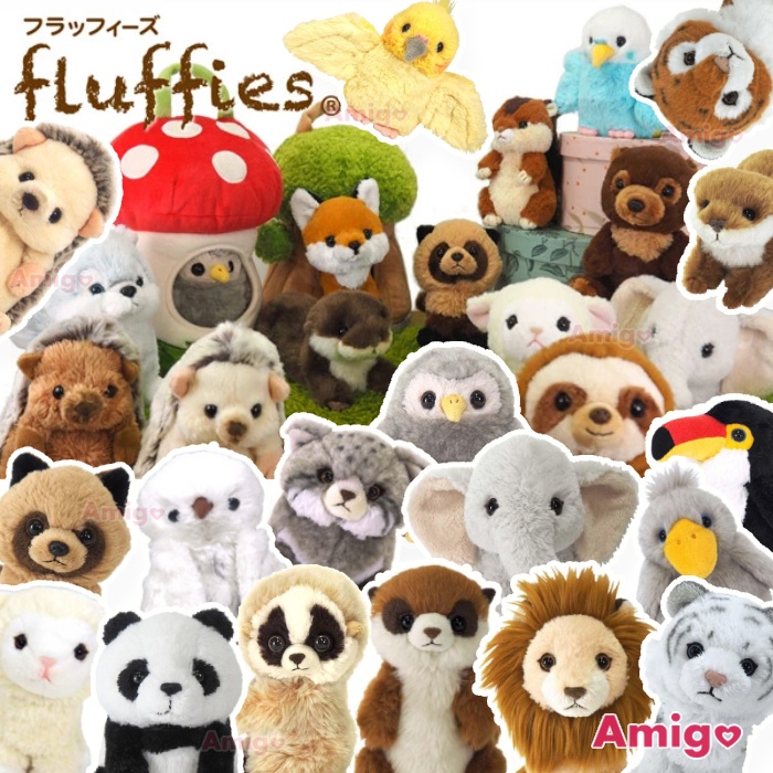 阿米購 日本 Sunlemon fluffies 鯨頭鸛 水獺 文鳥 刺蝟 熊貓 大耳狐 絨毛 娃娃 玩偶 | 蝦皮購物
