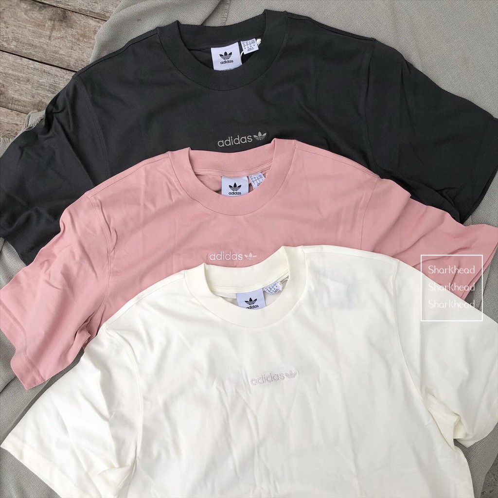 【Sharkhead】現貨 Adidas 短袖 五分袖 寬版 愛迪達 三葉草 粉紅 黑 米白 GL6147 GL6149 | 蝦皮購物