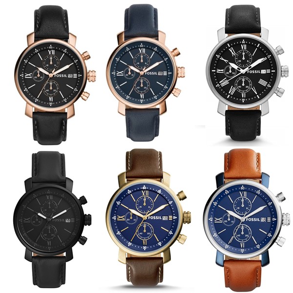 FOSSIL羅馬紳士風三眼計時 Rhett 皮錶-42MM【 Watch On-line Store 】 | 蝦皮購物