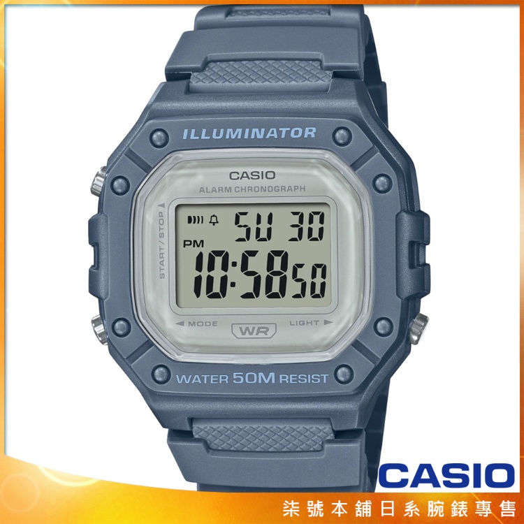【柒號本舖】CASIO 卡西歐多功能粉系大型電子錶-粉藍 / W-218HC-2A (台灣公司貨) | 蝦皮購物