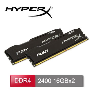 HyperX FURY DDR4-2400 32GB(16GBx2)桌上型超頻記憶體 (HX424C15FBK2/32) | 蝦皮購物