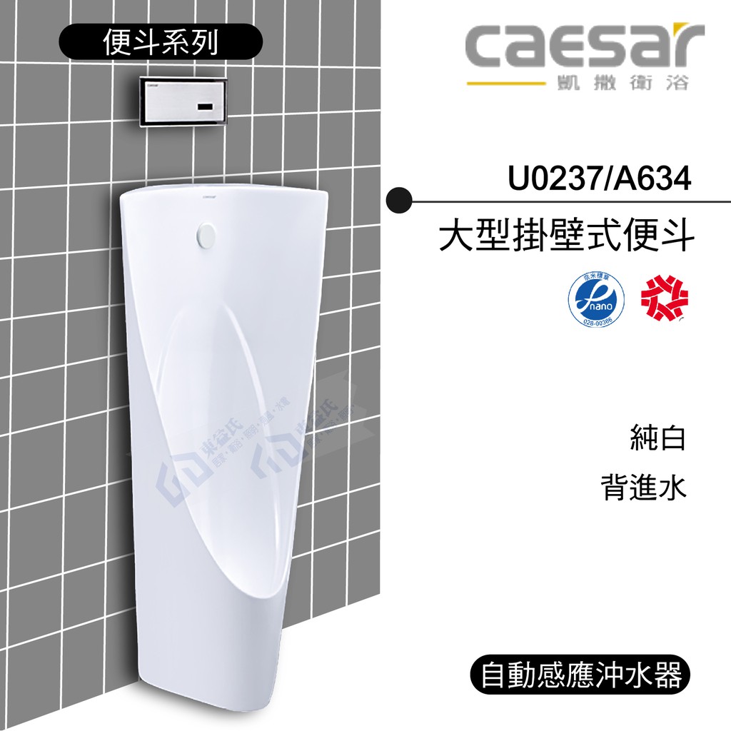 附發票 含稅 CAESAR凱撒 U0237/A634 大型掛壁式便斗/背進水 小便斗 純白《中部免運》【東益氏】 | 蝦皮購物