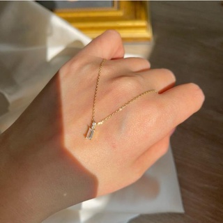 「匠心·純銀項鏈」S925銀鍍14K金項鏈 法式優雅小方鑽通體 基本日常款超閃鎖骨鏈頸鏈女XZM | 蝦皮購物