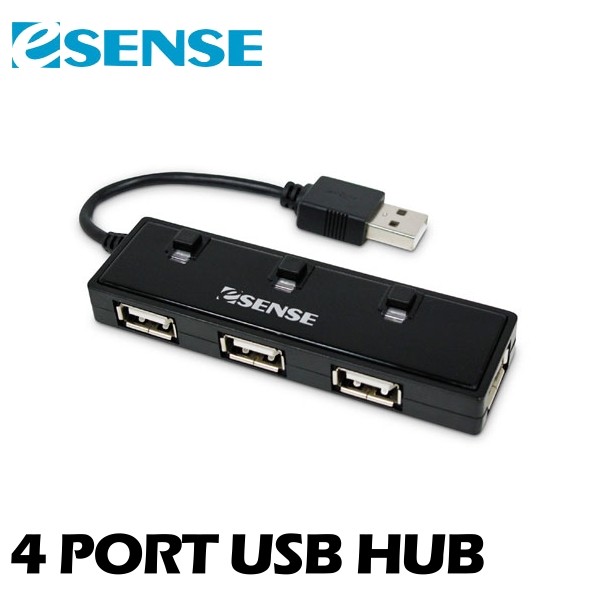 Esense 逸盛 USB 2.0 獨立開關 4埠 HUB 集線器 黑色 線長 11cm | 蝦皮購物