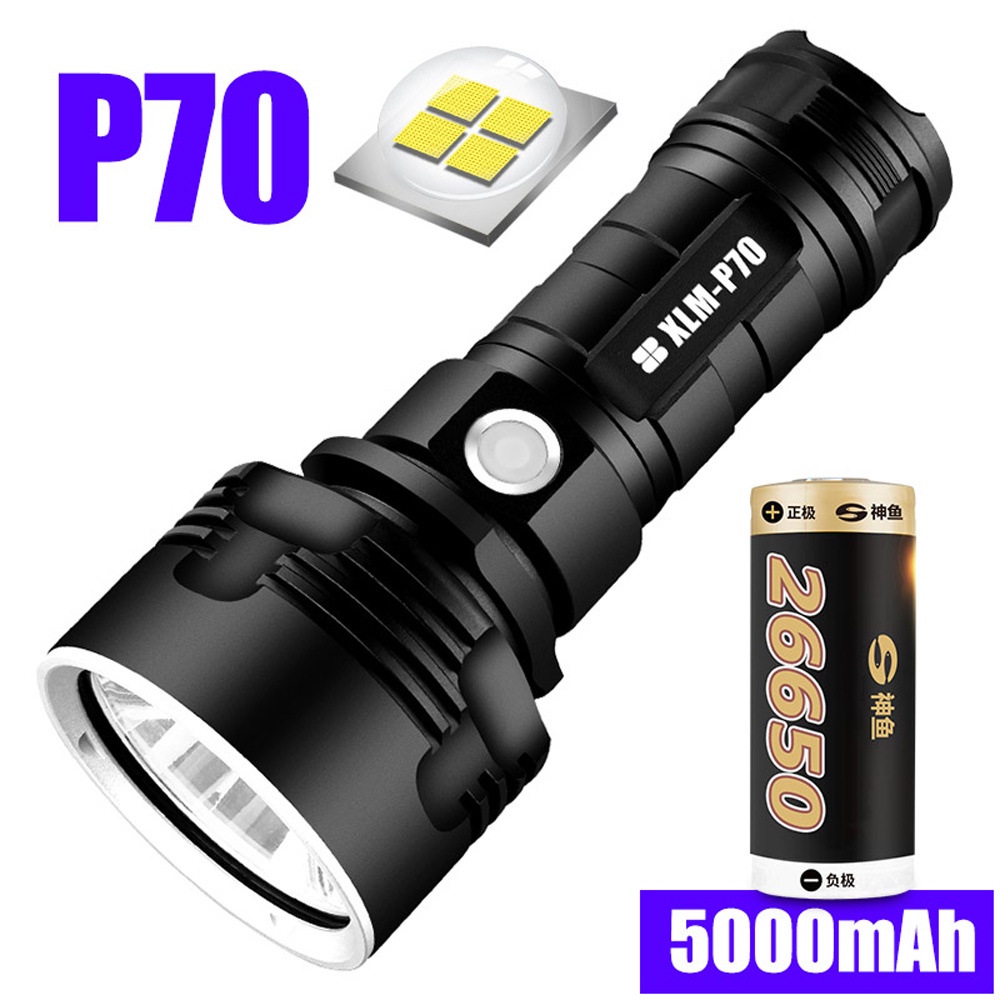 超亮 90000Lm 手電筒 LED L2/P70 戰術手電筒 USB+5000Mah 電池 L2-25W/P70-50 | 蝦皮購物