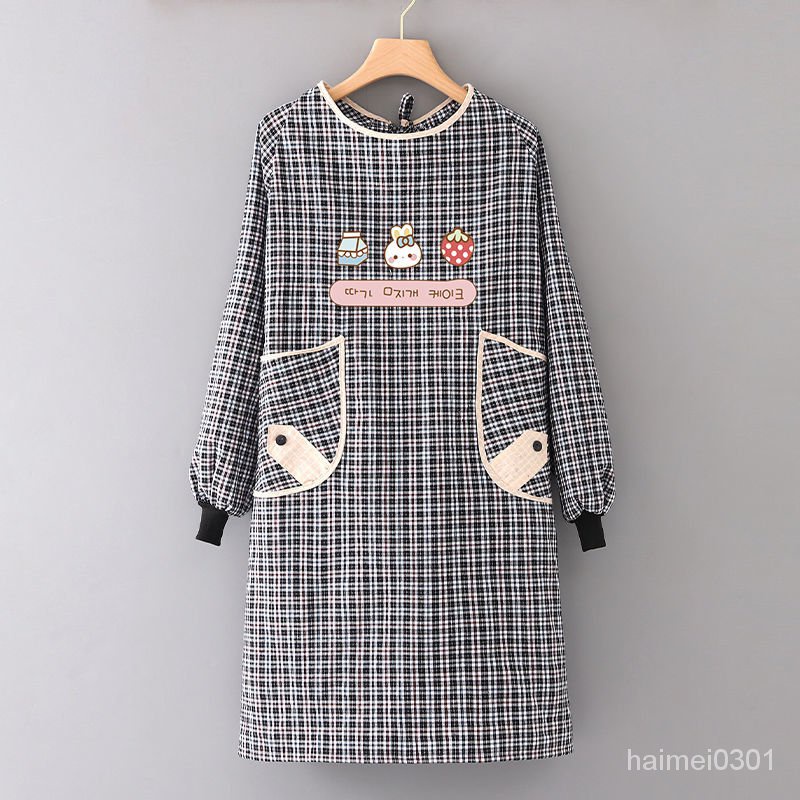 熱賣爆款 純棉長袖圍裙 女家用廚房透氣排汗圍裙 韓版純棉圍裙 新款圍裙工作服耐磨 dedx | 蝦皮購物