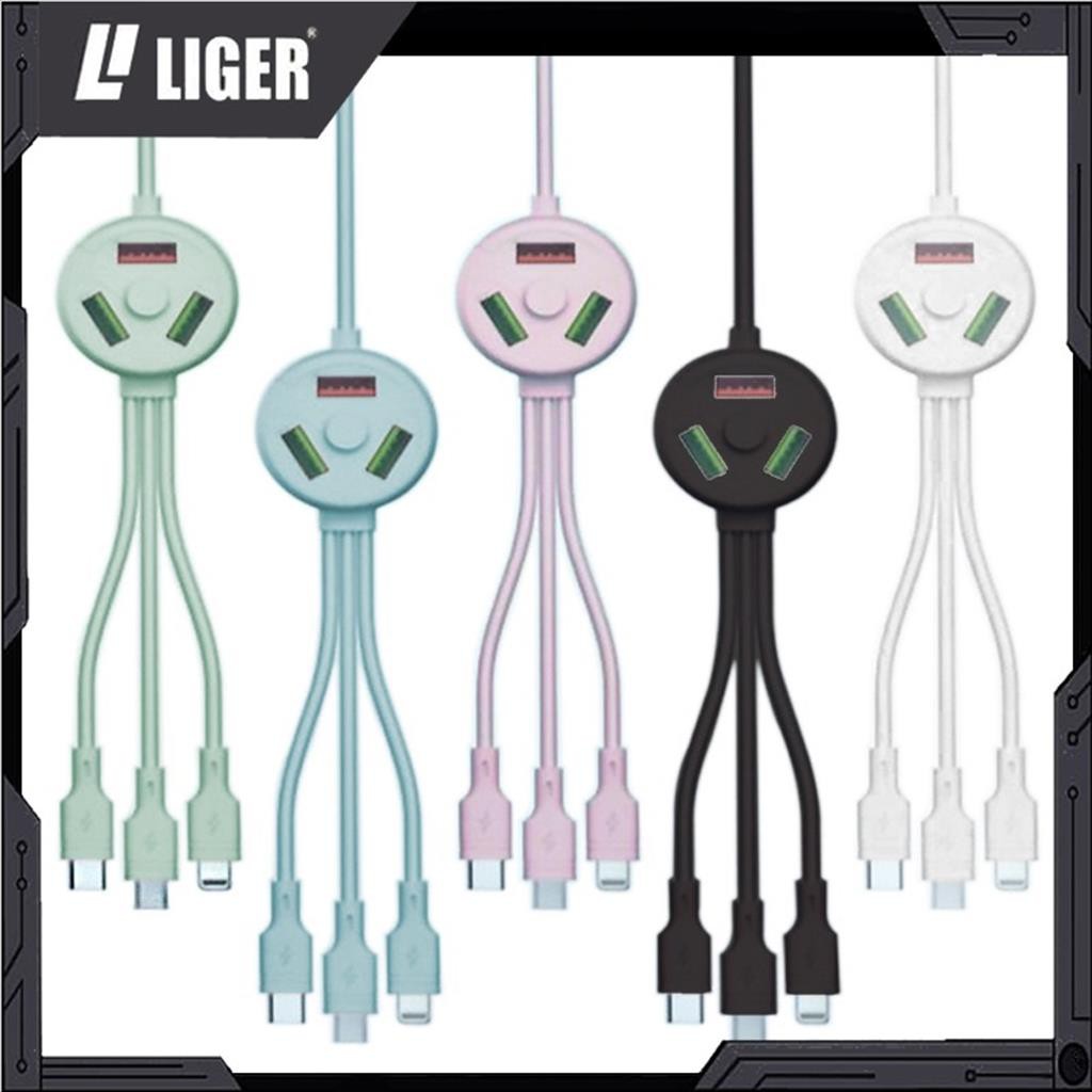 Liger 6in1 延長線 3 插頭 3USB 端口用於 Micro Type C iP | 蝦皮購物
