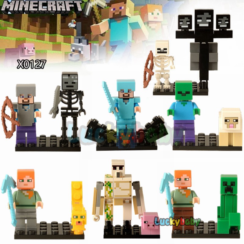 兼容 Minecraft Minifigures Steve Alex Skeleton Zombie Villag | 蝦皮購物