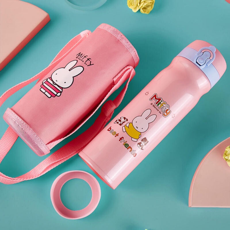 ♫開發票《台灣出貨免費刻字附杯套》米菲兔miffy 兒童直飲水壺350/500ML 304/316不鏽鋼保溫瓶附底座 | 蝦皮購物