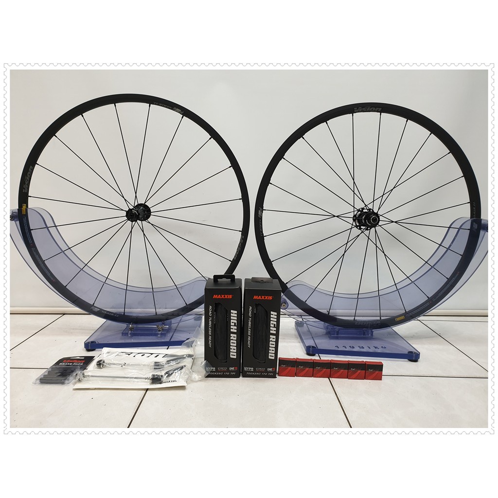 (買輪送陶瓷培林送SL輕量化外內胎) VISION TRIMAX 25KB 爬坡輪組 鋁合金頂級輪組 C夾輪組 框煞 | 蝦皮購物