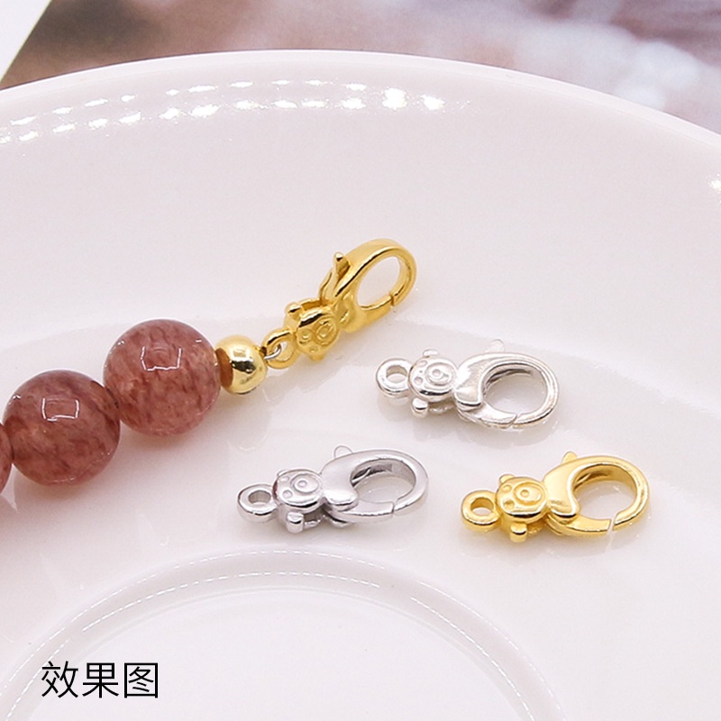 「匠心·DIY純銀彈簧扣」S925純銀 猴子水滴扣 小熊龍蝦扣 彈簧扣連接扣 DIY手工項鏈手鏈釦子 | 蝦皮購物