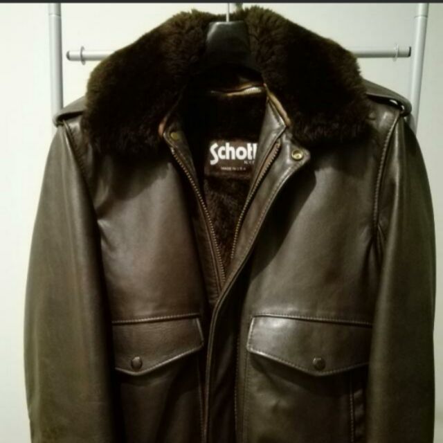 皮衣恆久遠，一件永流傳®) NYC SCHOTT G1 184SM 飛行 皮衣 黃金38號 可拆毛領 A2 G1 B3 | 蝦皮購物
