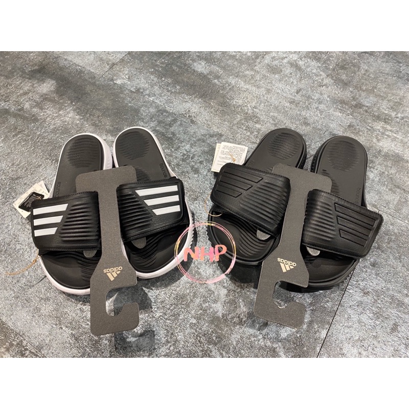Adidas alphabounce slide 2 拖鞋 魔鬼氈 防滑 休閒 運動 黑白 黃綠色 經典 GY9415 | 蝦皮購物