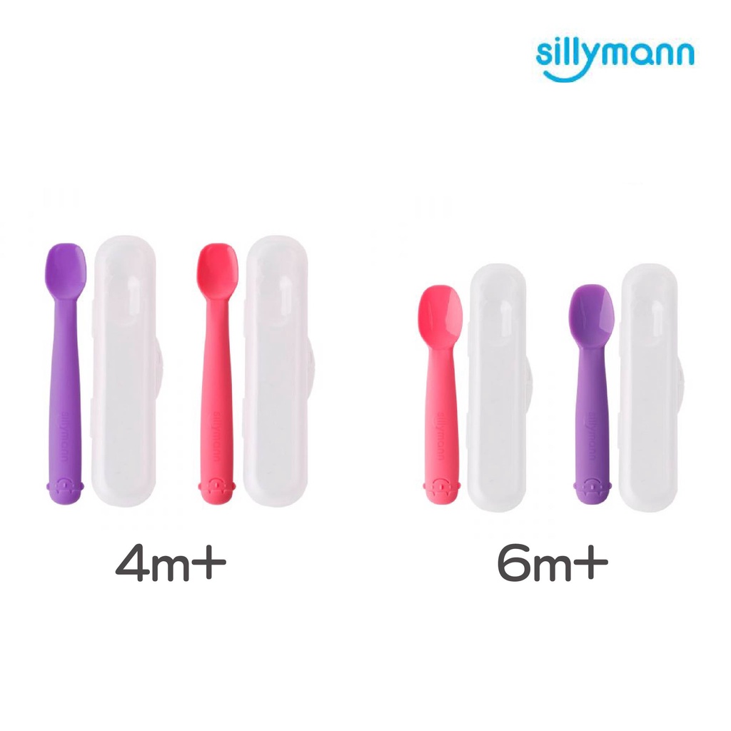 【韓國sillymann】 100%鉑金矽膠幼童餵食湯匙(4個月/6個月)-4m+/6m+ | 蝦皮購物