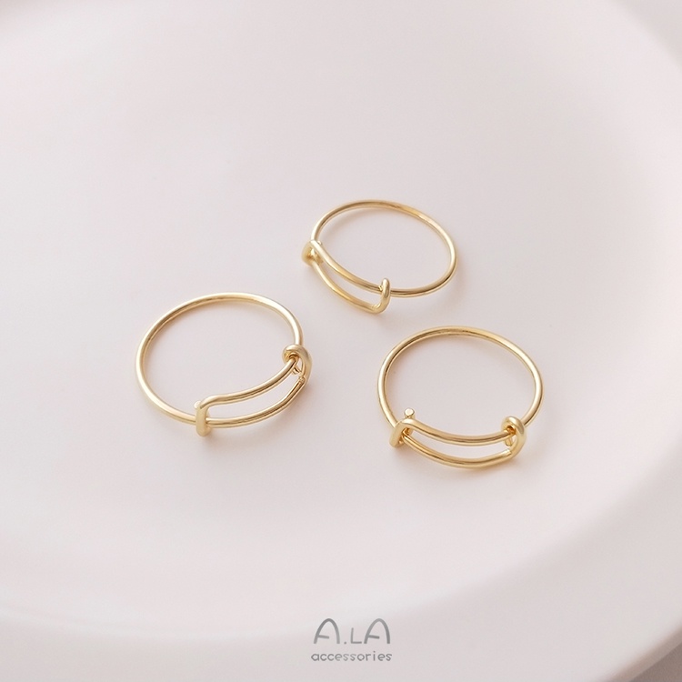 Ala-14K鍍金保色diy戒指圈手工繞線可調節活口指環鍍真金色飾品材料配件 | 蝦皮購物