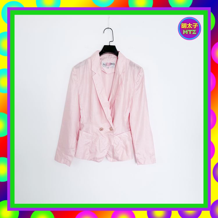 二手 法國製 粉紅 西裝 輕薄 外套 E922 【明太子 古著應召站】 | 蝦皮購物