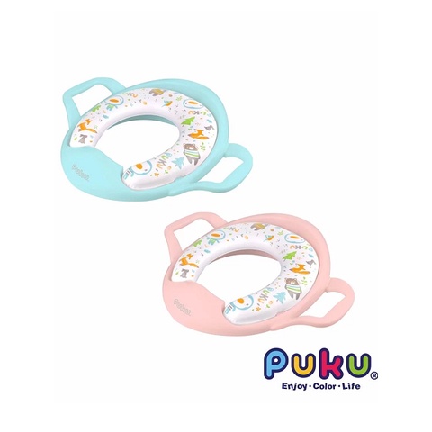 PUKU 藍色企鵝 飛機把手學習便座 馬桶座墊 P17415 (狐狸與熊) | 蝦皮購物