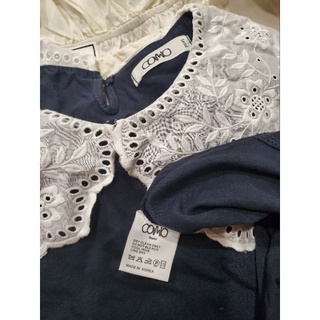 *現貨*韓國 APM設計款 質感刺繡布蕾花瓣領上衣 | 蝦皮購物