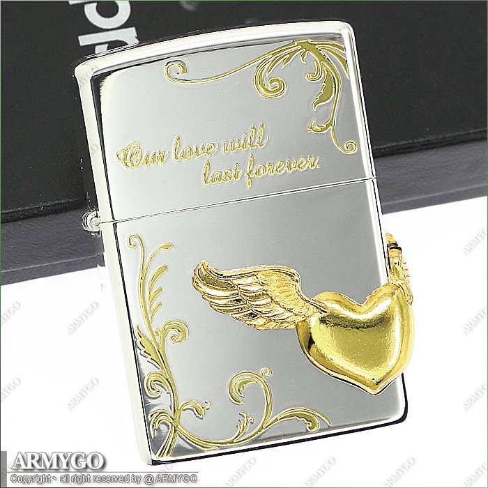 【ARMYGO】ZIPPO原廠打火機-日系-Heart Wing系列 NO.ZBT-2-40D (銀色款) | 蝦皮購物