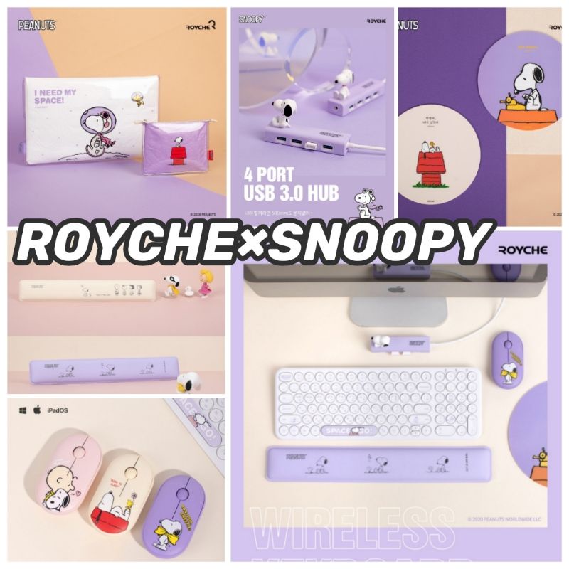 [韓國代購]ROYCHE × SNOOPY 史奴比 無線鍵盤 滑鼠 手腕枕墊 滑鼠墊 多功能包 筆電包 收納包 | 蝦皮購物