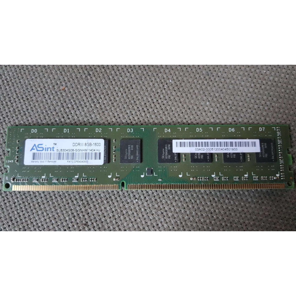 含稅 ASint 昱聯 DDR3 1600 8GB 8G 雙面顆粒 保固1個月 01R273 | 蝦皮購物