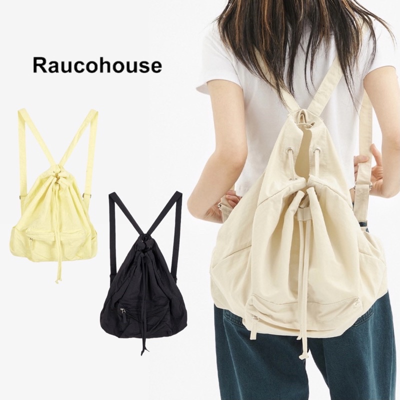 【JIN】現貨！韓國 Raucohouse City boy 戶外抽繩縮口鋪棉尼龍包 後背包 背包 尼龍 | 蝦皮購物
