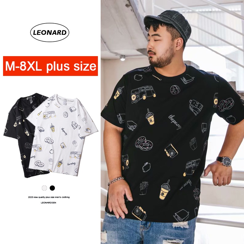 M-8XL 大尺碼 短袖男 T恤 寬鬆 加大尺碼 顯瘦 滿版印花 時尚 韓版ins五分袖上衣 女 休閒百搭 圓領 男生衣 | 蝦皮購物