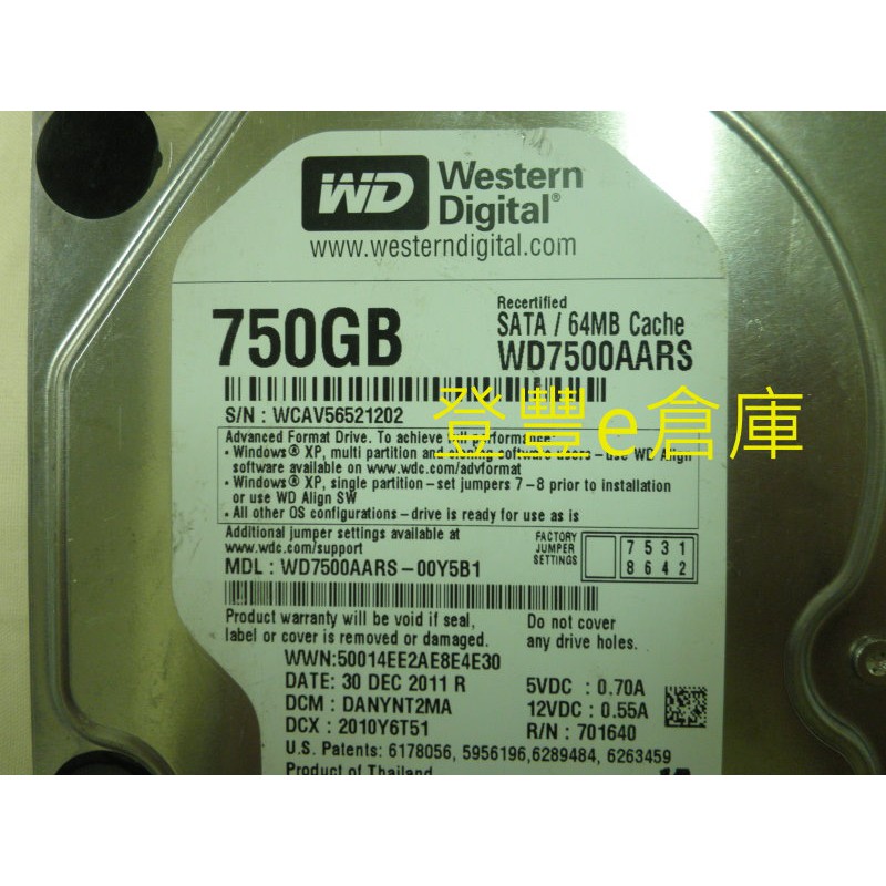 【登豐e倉庫】 YF245 黑標 WD7500AARS-00Y5B1 750G SATA3 硬碟 | 蝦皮購物