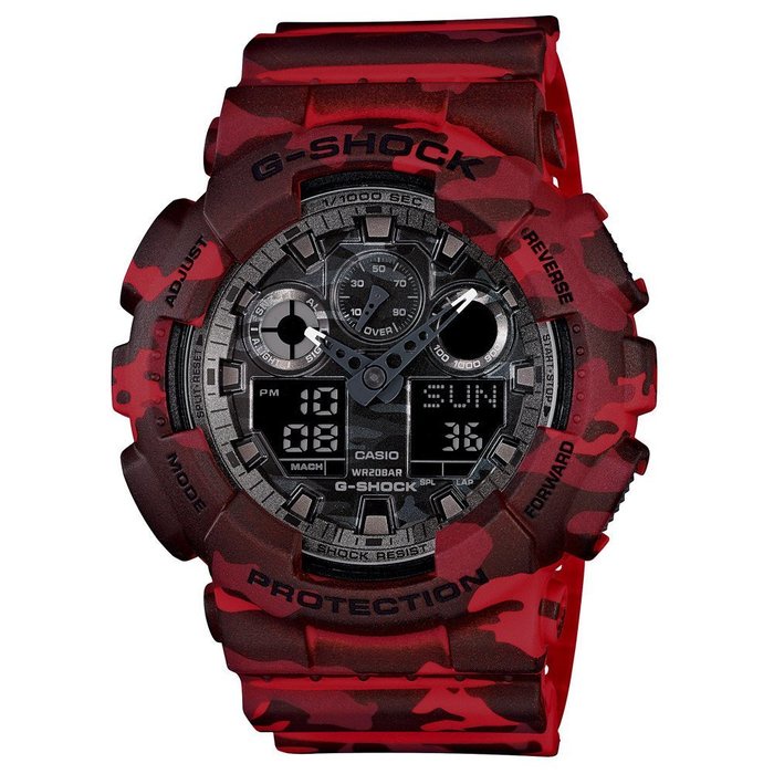【紐約范特西】現貨 CASIO G-SHOCK GA-100CM-4A 叢林 迷彩 紅迷彩 軍事風格 手錶 | 蝦皮購物