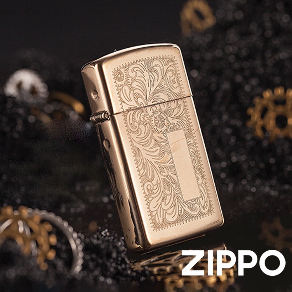 ZIPPO 威尼斯金(窄版)防風打火機 美國設計 官方正版 現貨 禮物 送禮 刻字 客製化 終身保固 1652B | 蝦皮購物