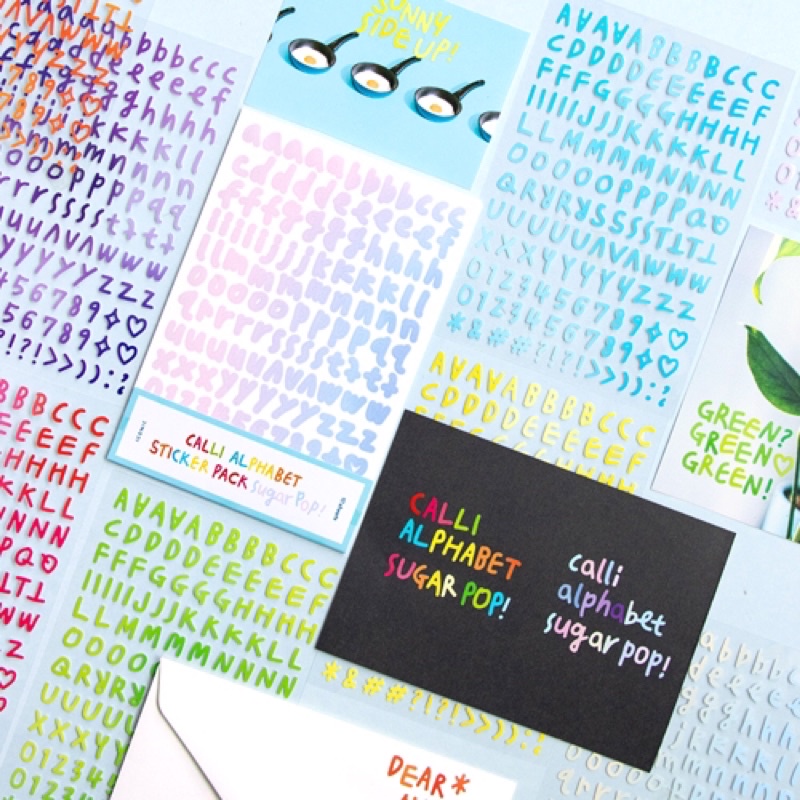 [現貨]韓國 iconic- Calli alphabet sticker pack 漸層 英文字母貼紙組 10張不同色 | 蝦皮購物