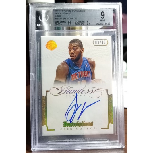 Flawless Greg Monroe Gold /10 卡面簽 鑑定卡 | 蝦皮購物