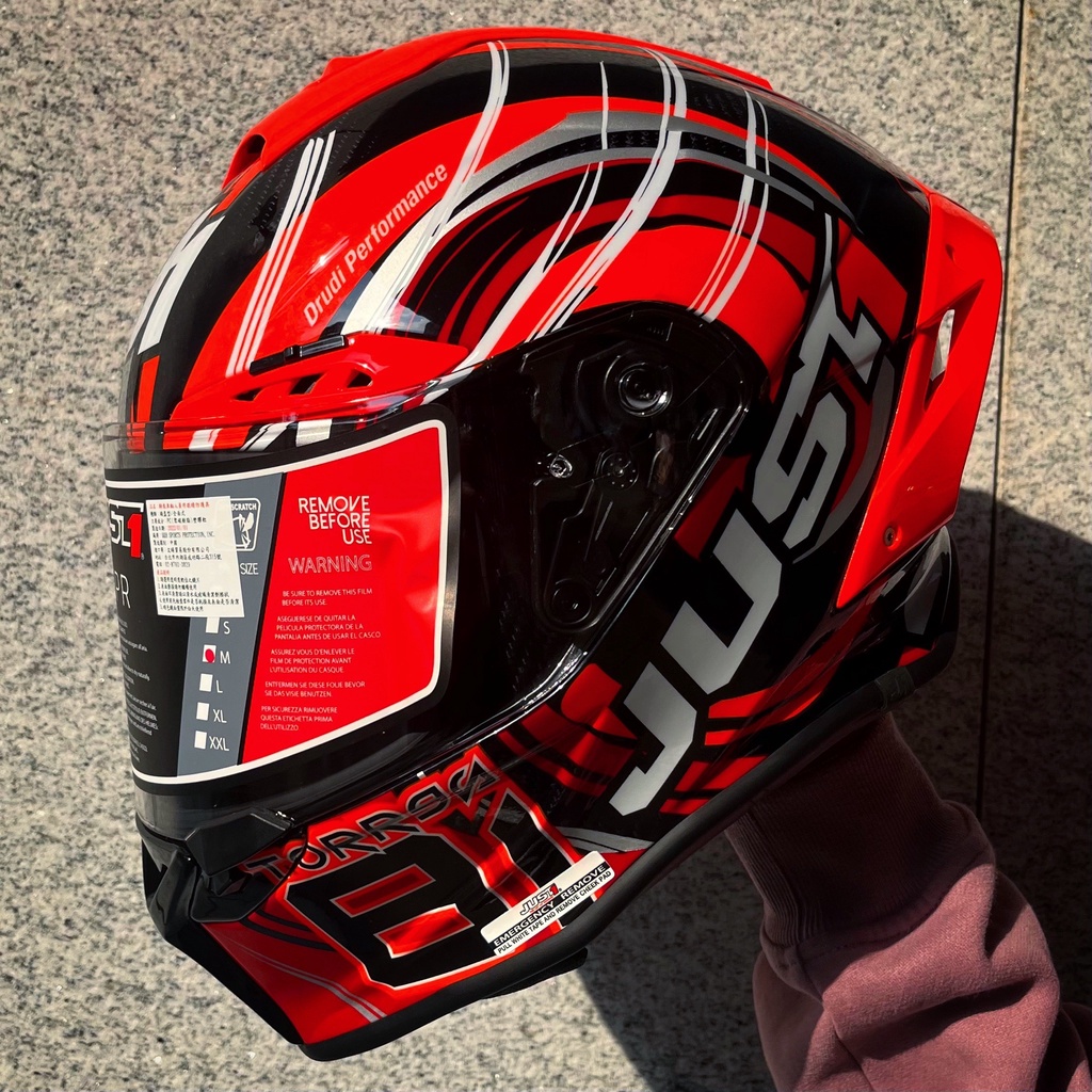 【極度風速】JUST1 J-GPR 頂級碳纖維賽道帽 TORRES REPLICA RED | 蝦皮購物