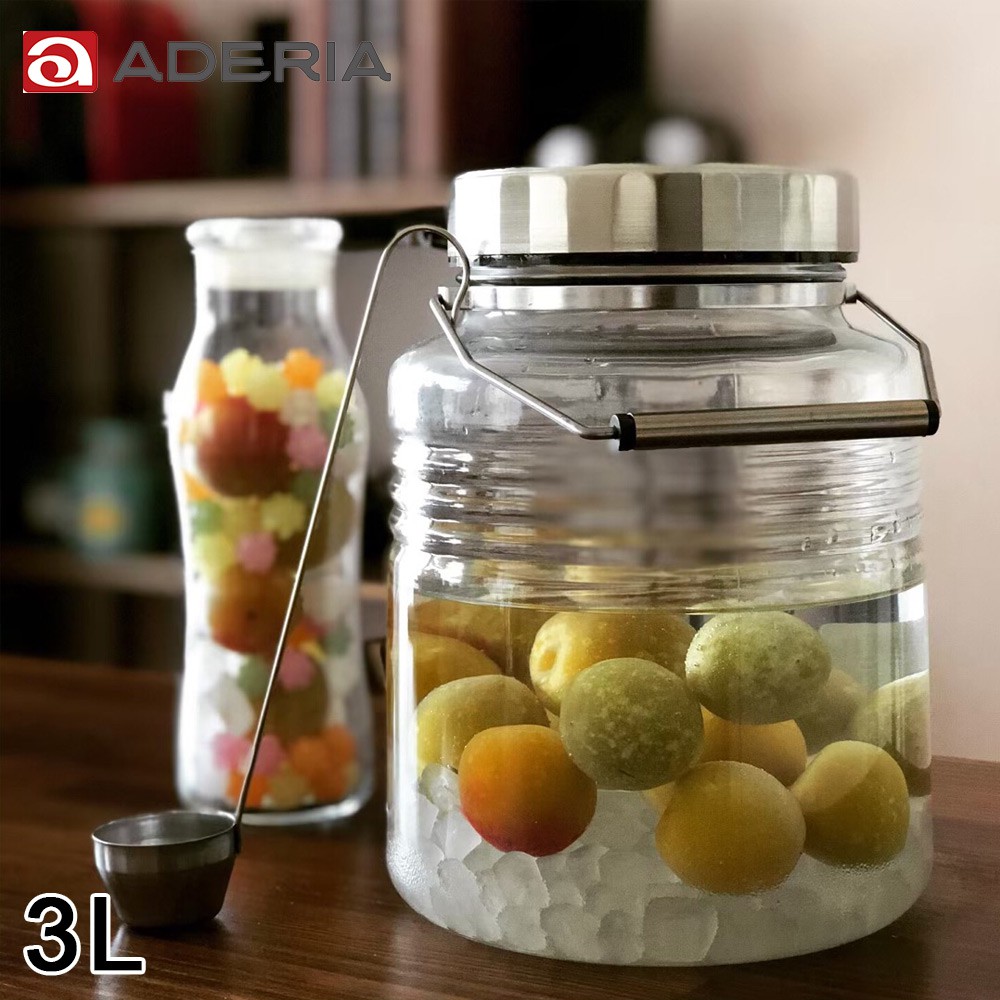 3L【ADERIA】日本進口時尚玻璃梅酒瓶 梅酒罐 醃漬罐 儲存罐 玻璃儲存罐 密封罐 提把玻璃罐《好拾物》 | 蝦皮購物
