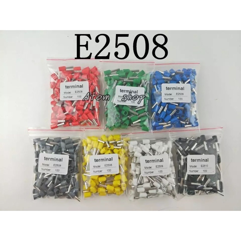 Skun 絕緣套圈 E2508 電纜 2.5mm 300V 接線端子壓接連接器 | 蝦皮購物