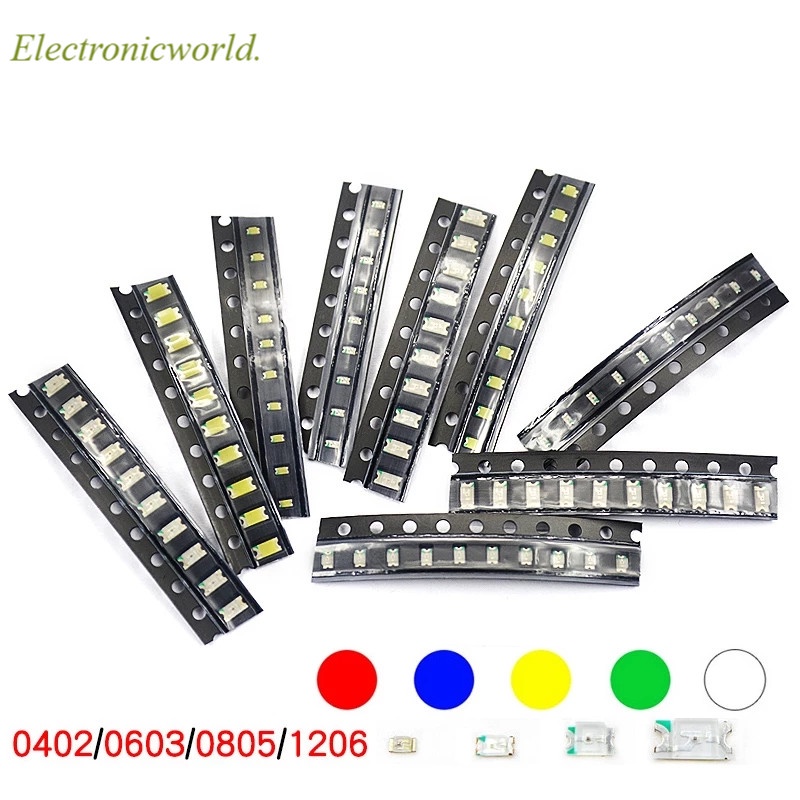 100pcs 0402 0603 0805 1206 smd LED 紅色黃色綠色白色藍色橙色發光二極管水透明 LED | 蝦皮購物
